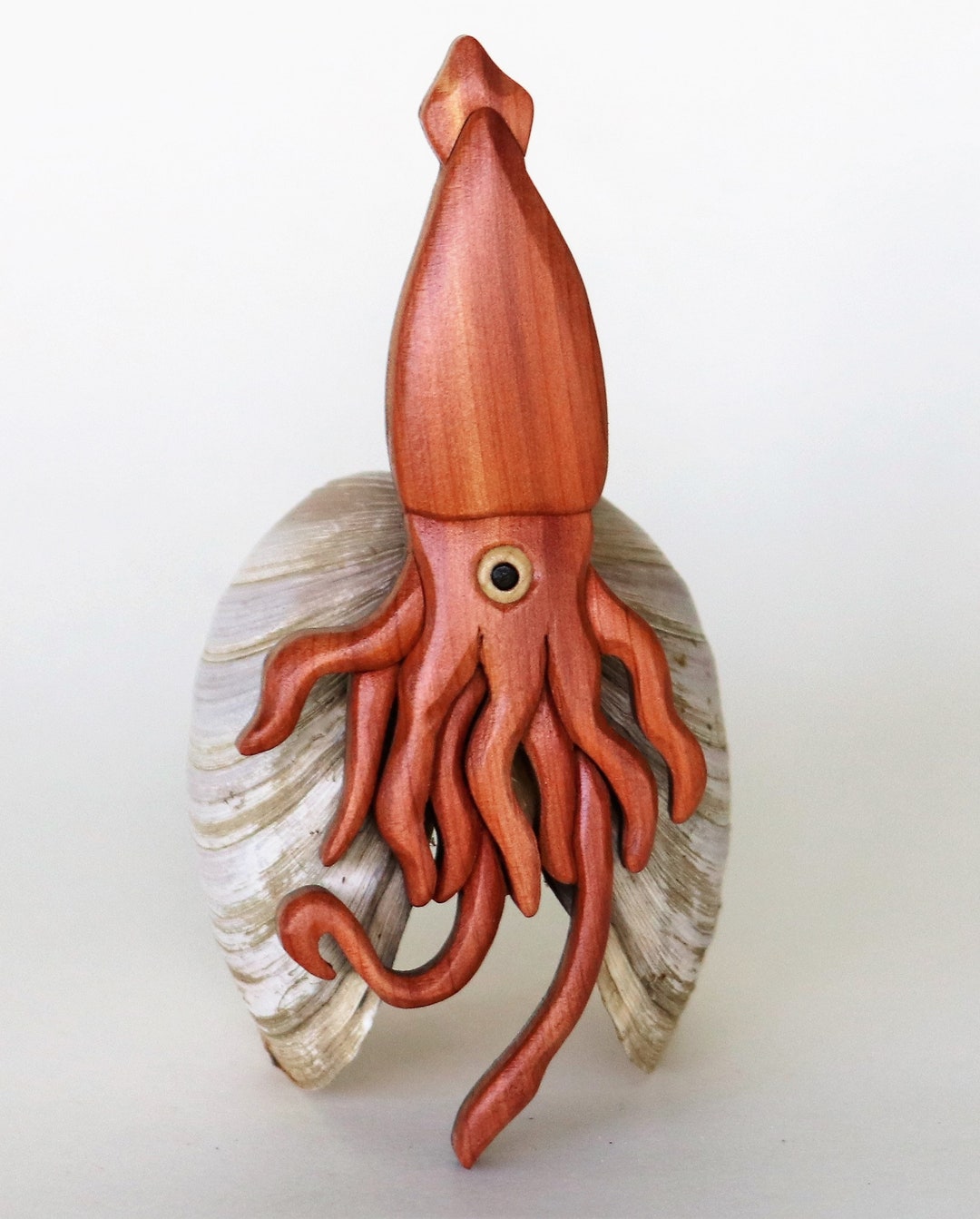 Squid Wood Carved Intarsia Ornament / Magnet - Etsy