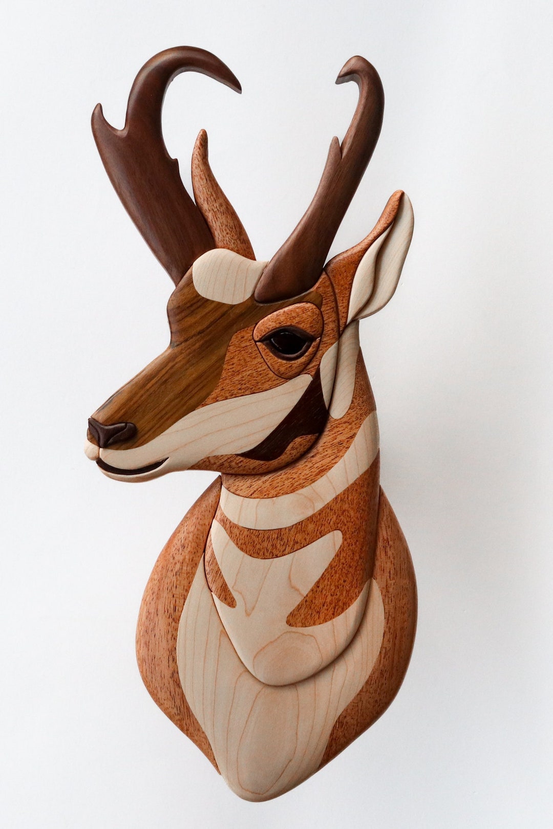 Pronghorn Antelope Intarsia Wood Carving Wall Hanging Wooden - Etsy