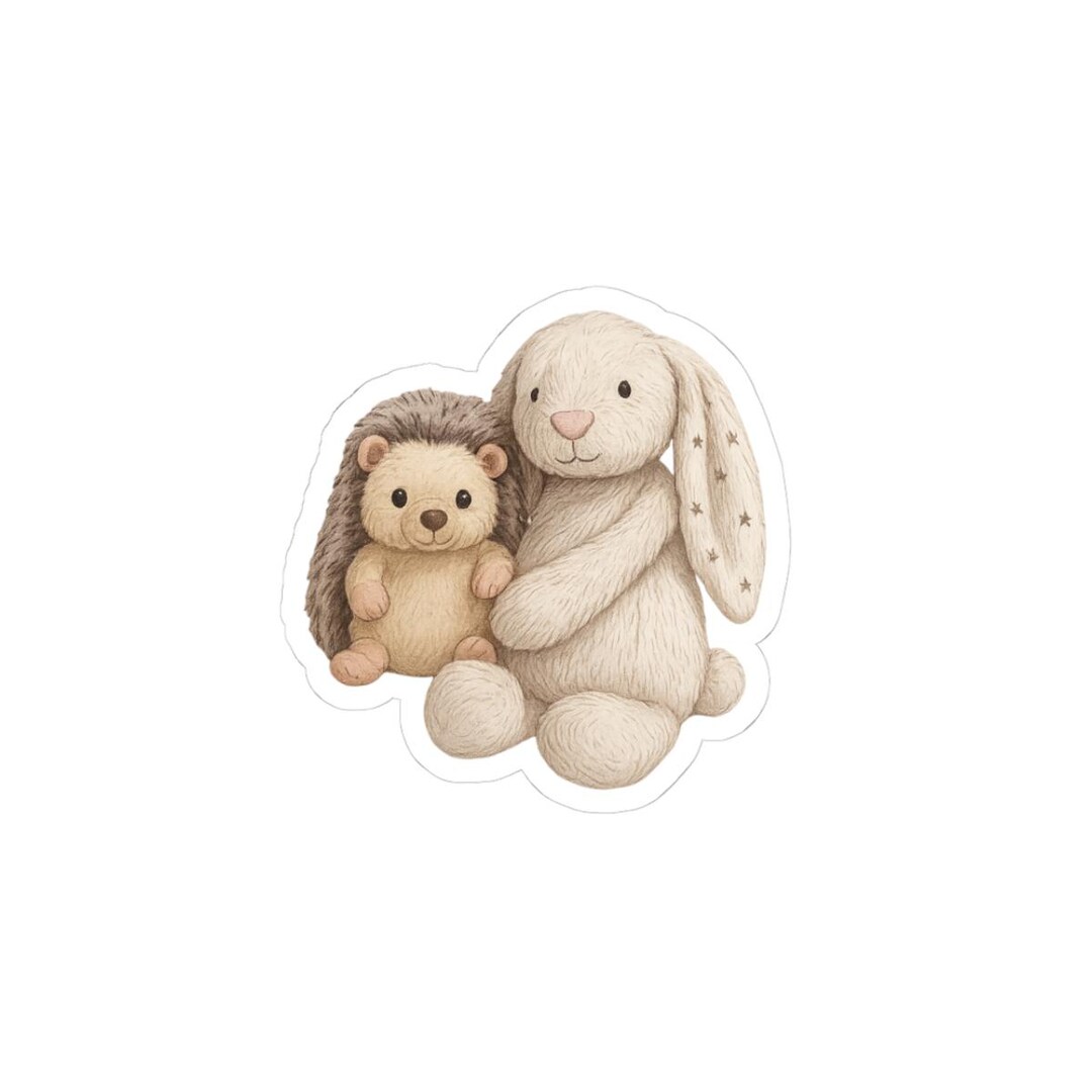 Cute Jellycat Bunny and Hedgehog Kiss-cut Sticker - Etsy