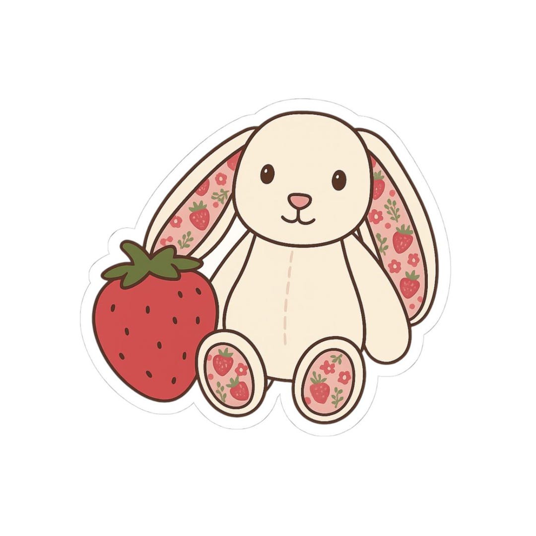 Cute Jellycat Bunny Strawberry Kiss-cut Stickers | Ideal for Laptop ...
