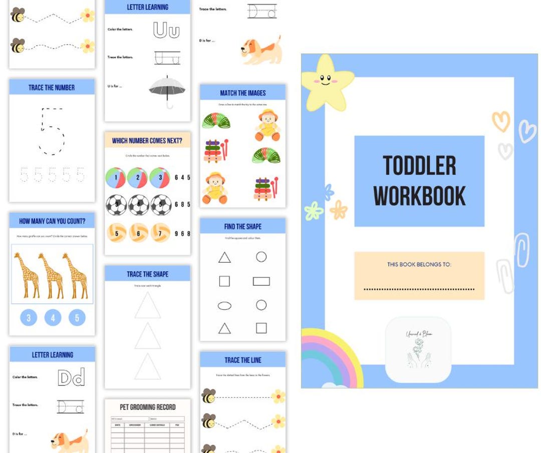 Preschool Learning Workbook: Alphabet, Numbers, Shapes (PDF) - Etsy UK
