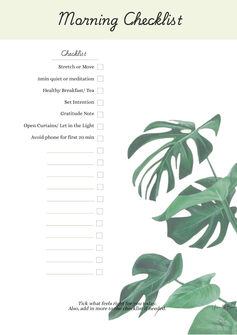 Mindful Morning Routine Planner: Self-care Daily PDF (digital Download ...