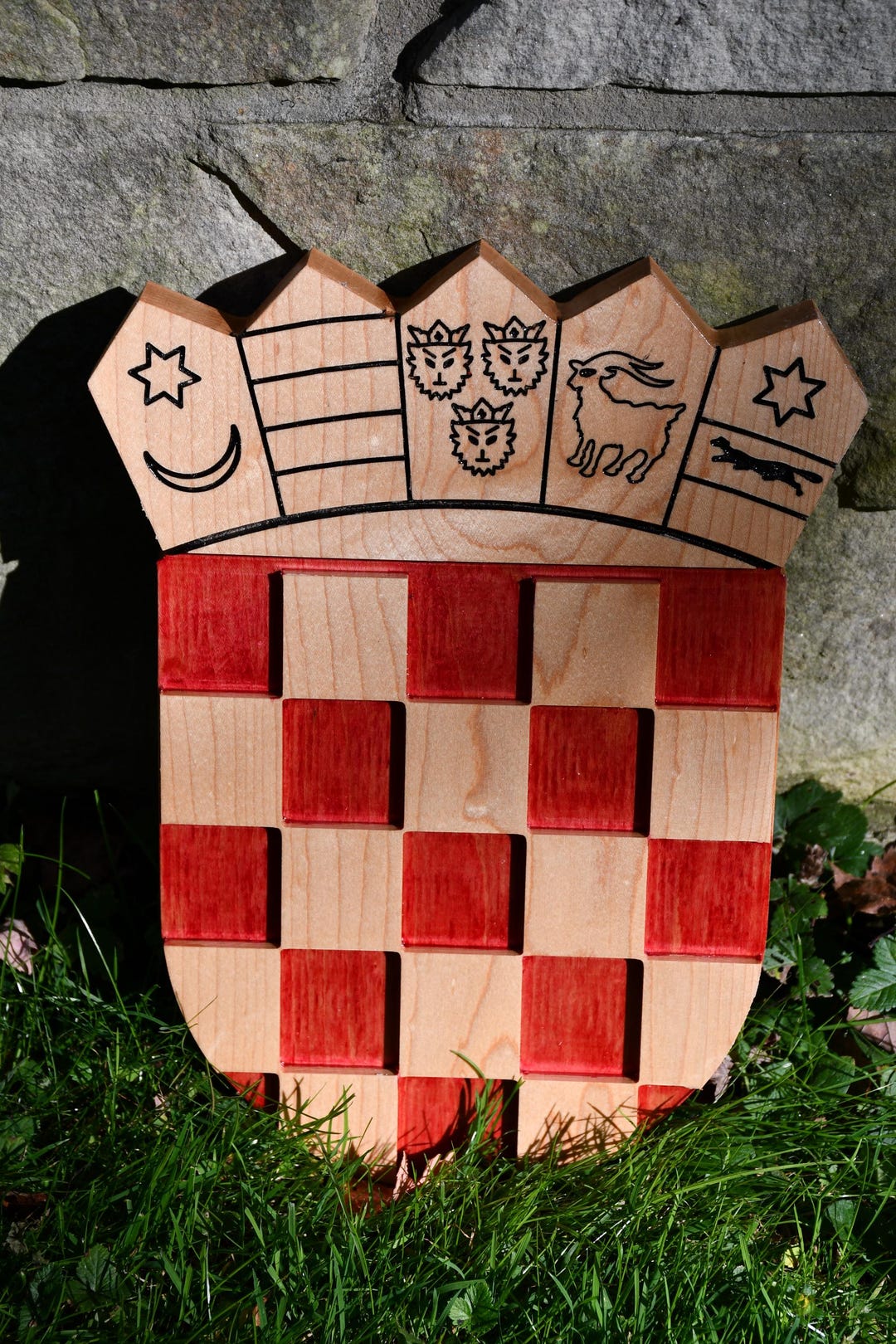 Handcrafted Wooden Croatian Coat of Arms Plaque – CNC Carved Wall Art ...