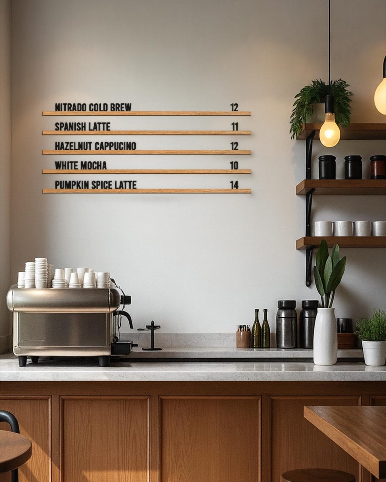 Wooden Menu Board for Cafe, Wall Mounted Coffee Shop Menu Sign, Custom ...