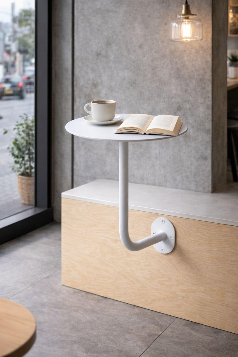 Wall Mounted Cafe Table for Coffee Shops | Heavy Duty Metal Bistro ...