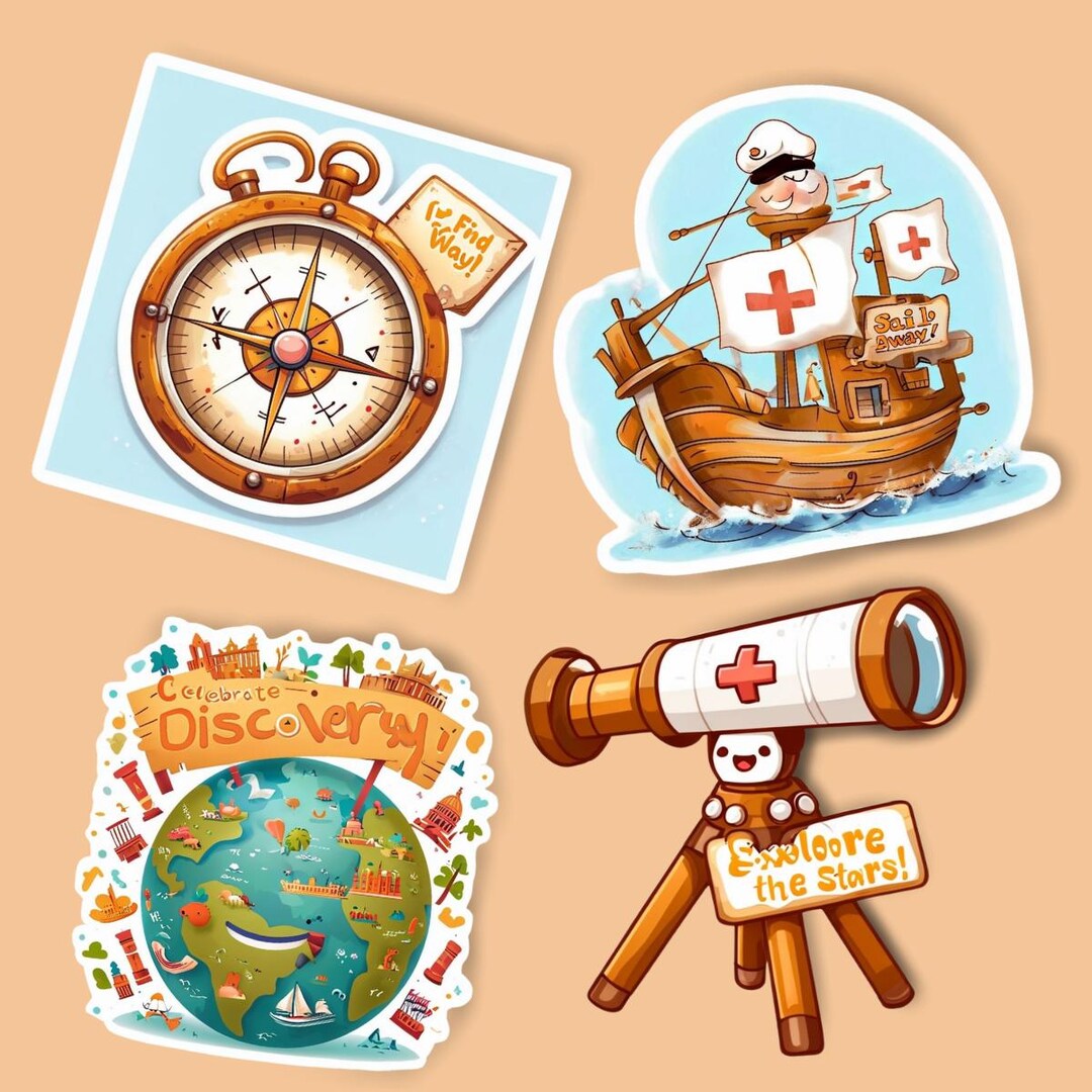 Columbus Day Explorer Sticker Bundle – Nautical Digital Stickers for ...