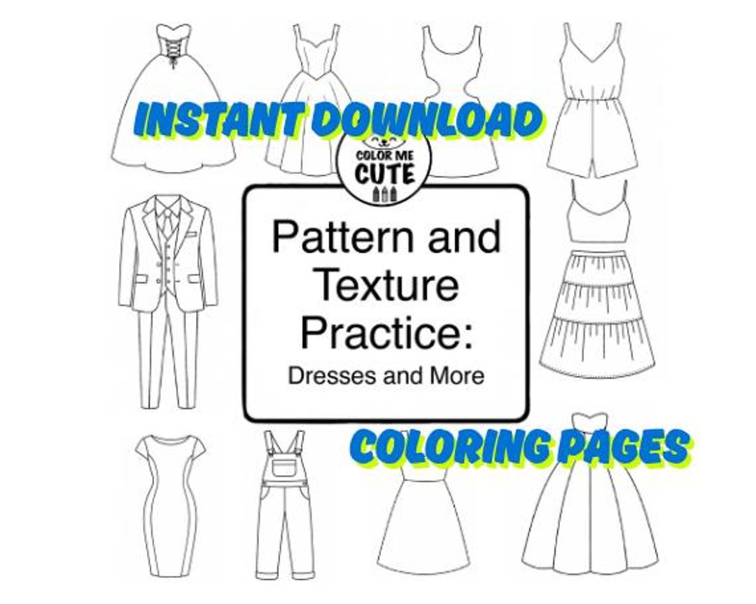 Clothing Coloring Pages: Texture & Color Practice (digital Download ...