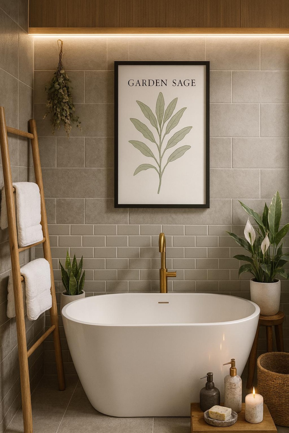 Garden Sage Line Art Print: Minimalist Botanical Illustration (digital ...