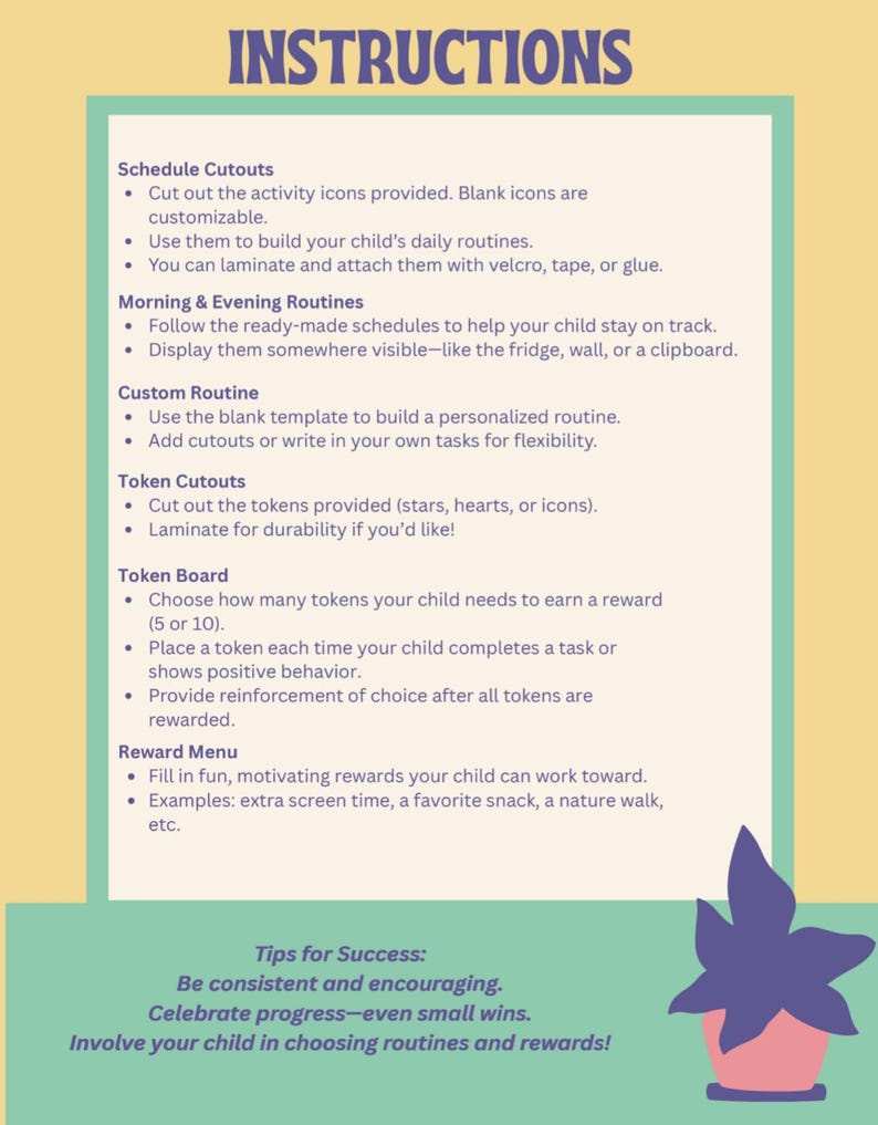 Visual Schedule and Token Board – Printable Routine Chart for Autistic ...