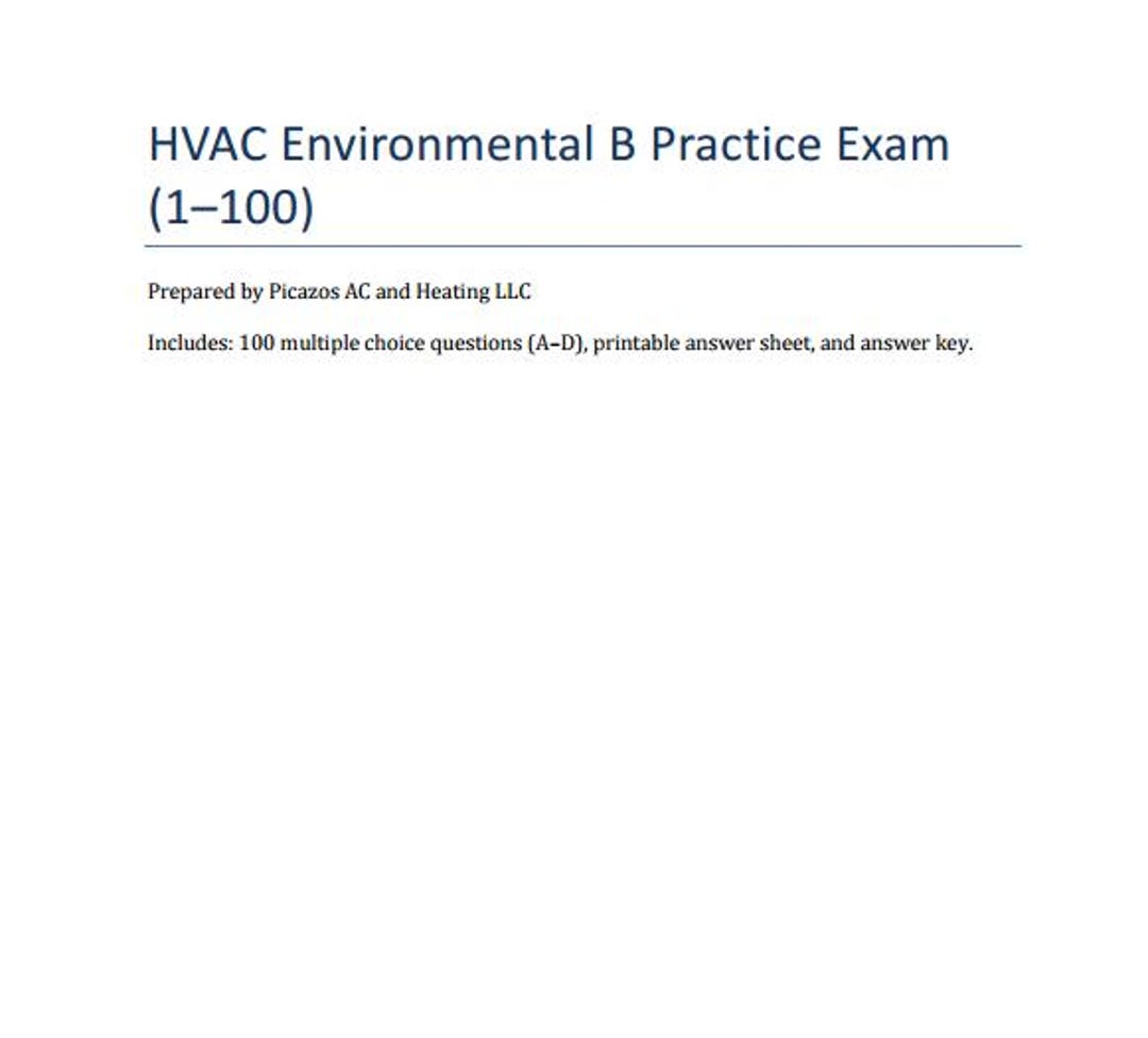 HVAC Environmental B Quiz 1 – 100 Practice Questions + Answer Key ...