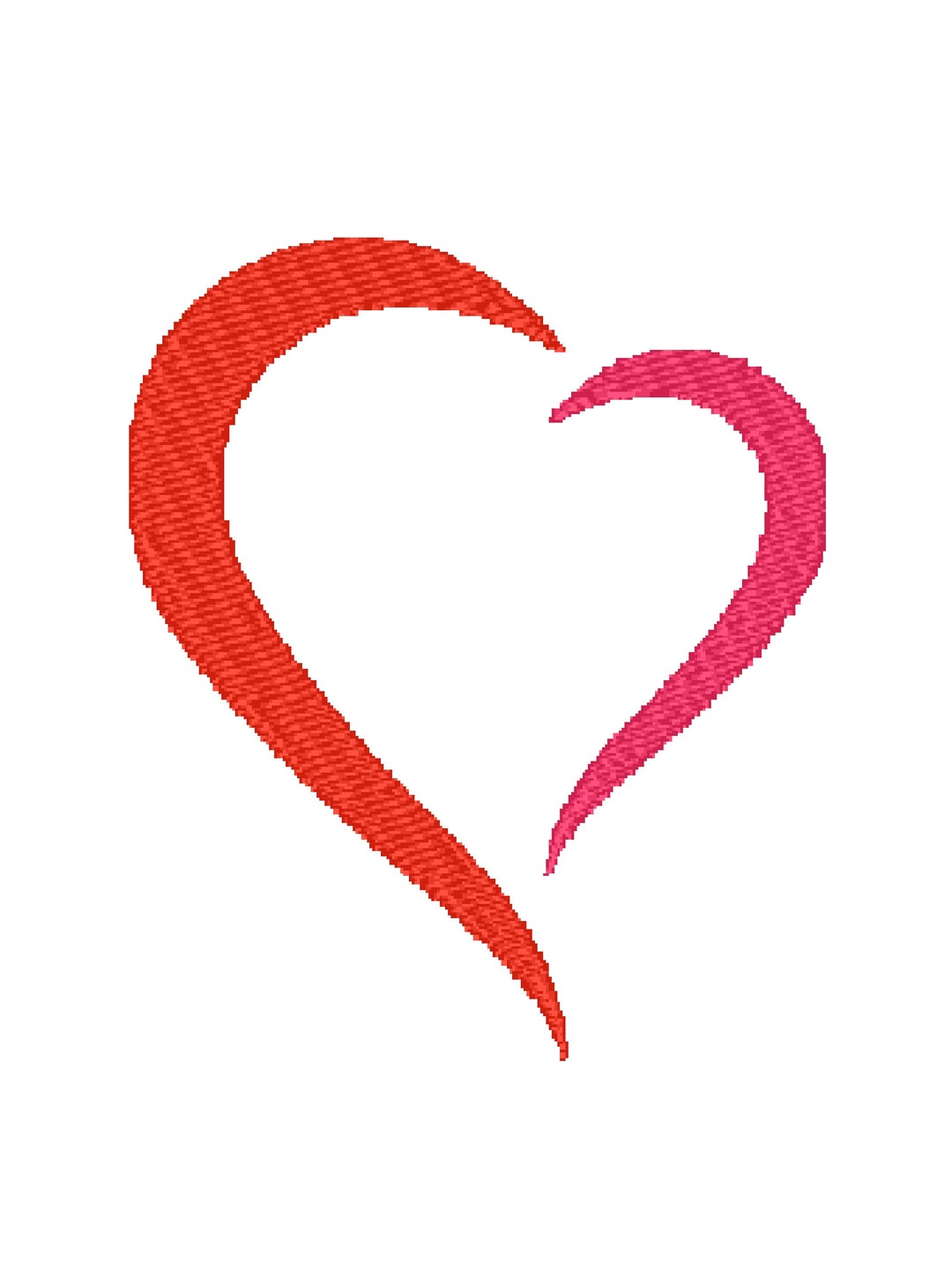 Split Heart Design for Machine Embroidery in 5 Sizes - Instant Download ...