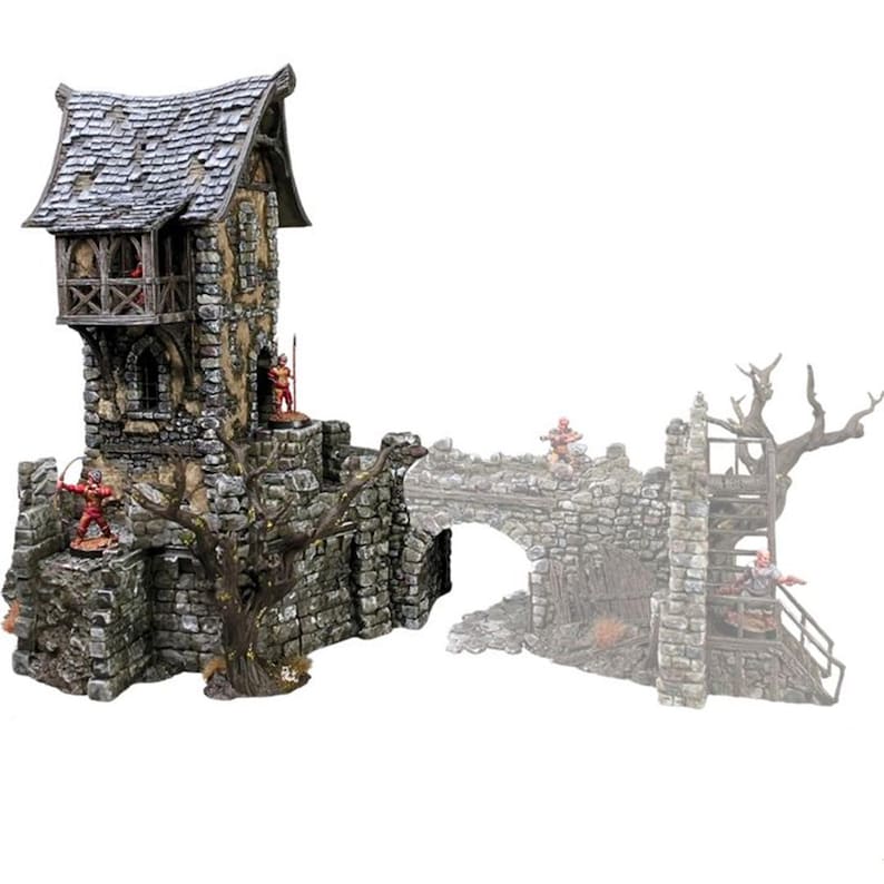 Ruined Bastion Tower | Medieval Fantasy Watchtower Terrain for D&D ...