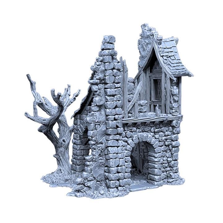 Cursed Ruined House | 3D Printed Fantasy Terrain for D&D and Skirmish ...