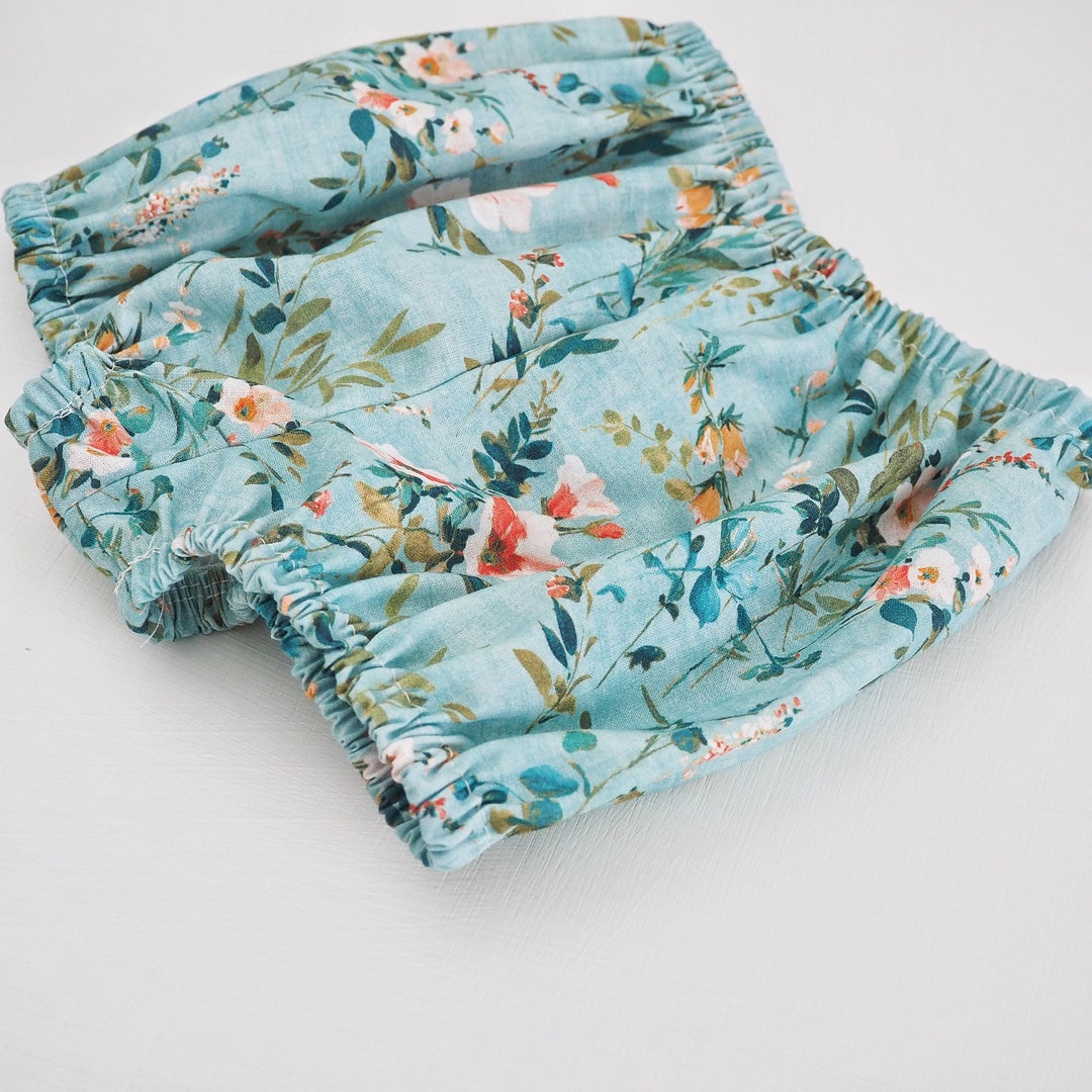 Blue Floral Children Bloomers: Cotton Nappy Cover - Etsy