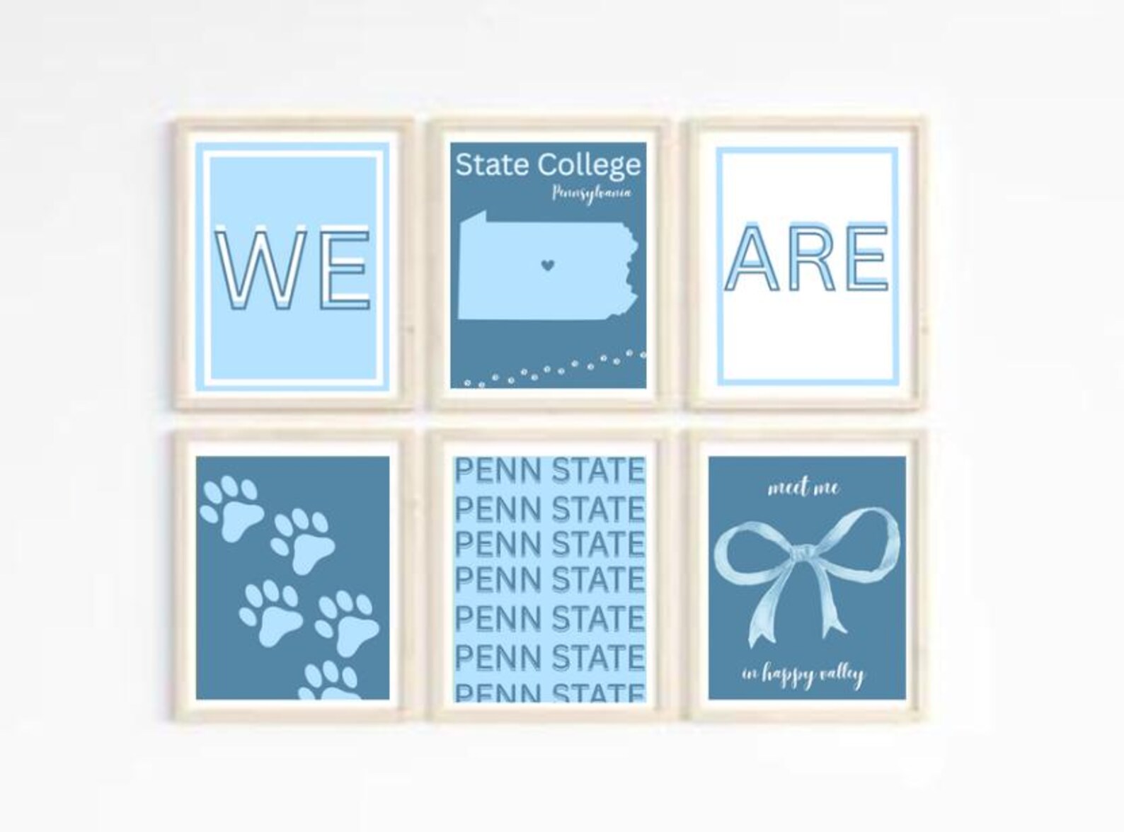 Set of 6 Custom Penn State University Prints, Digital Downloads, Dorm ...