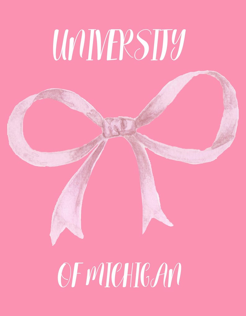 University of Michigan Prints: Pink Dorm Decor Wall Art (set of 6 ...