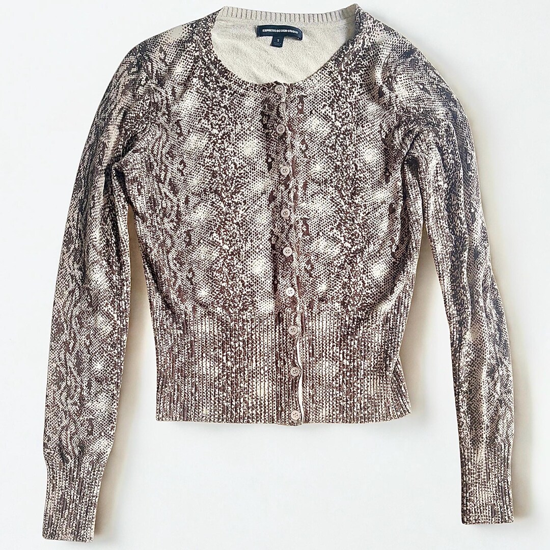 Python Print Cardigan by Express • Snakeskin Button Sweater • Stretch ...