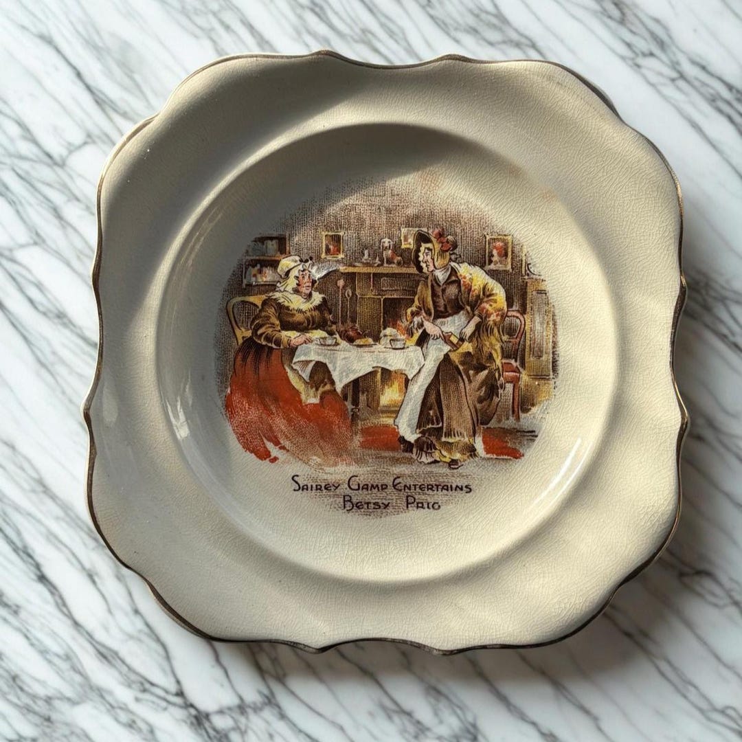 1940's Vintage Sandland Ware “sairey Gamp Entertains Betsy Prig” Plate ...