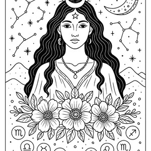 The Cosmic Bloom – Celestial Coloring Pages for Adults - Etsy
