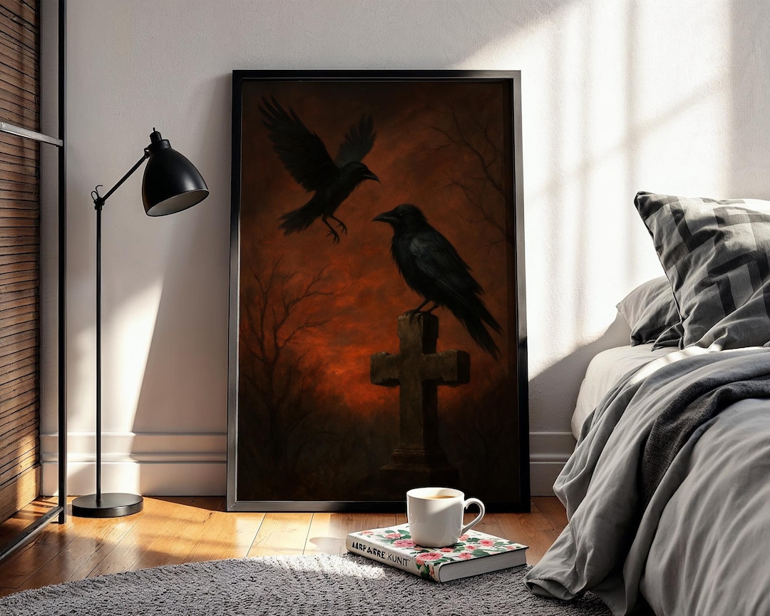 Gothic Raven Cemetery Print: Ravens at Dusk (digital Download) - Etsy
