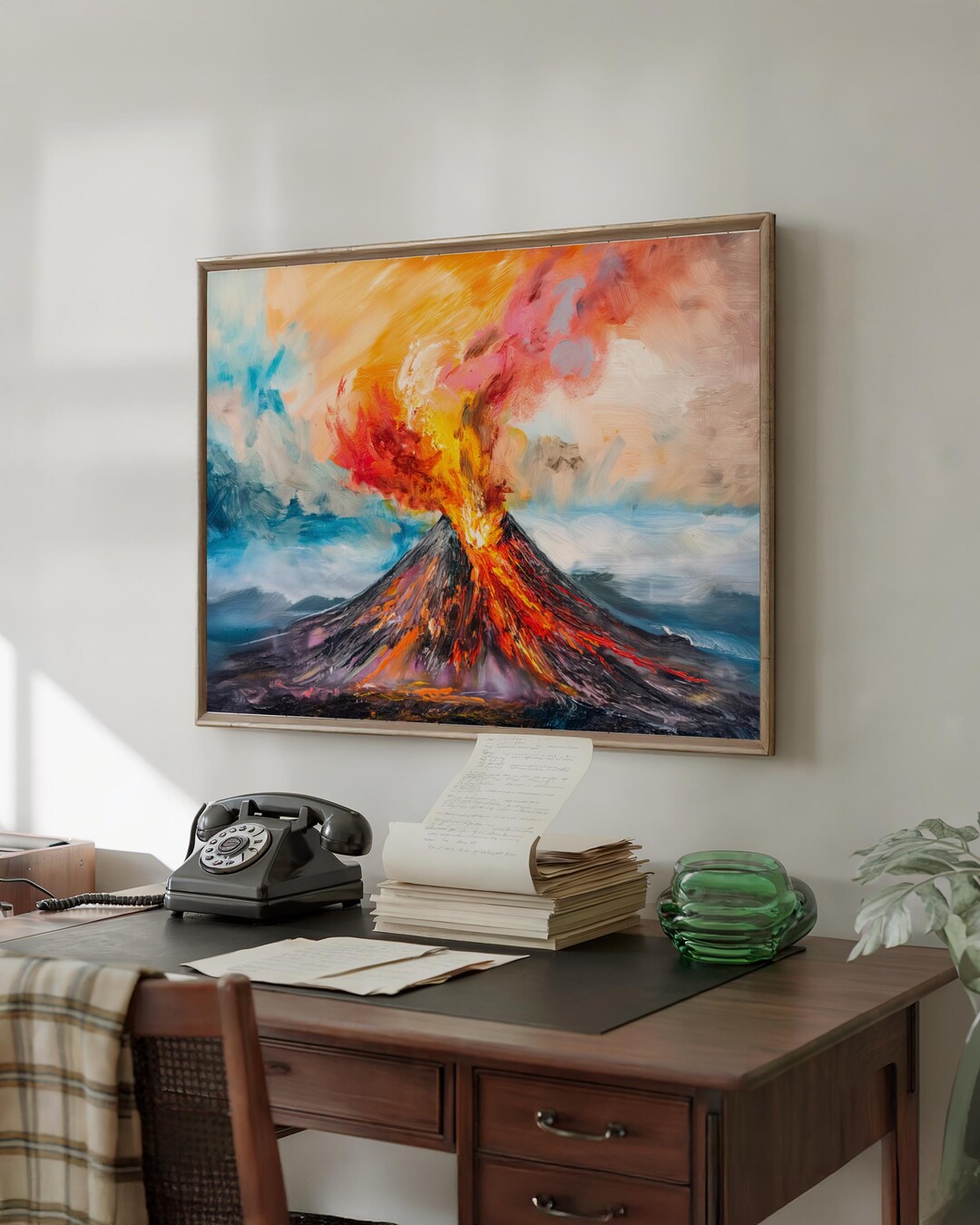 Abstract Volcano Expressionist Printable Wall Art, Colorful Eruption ...