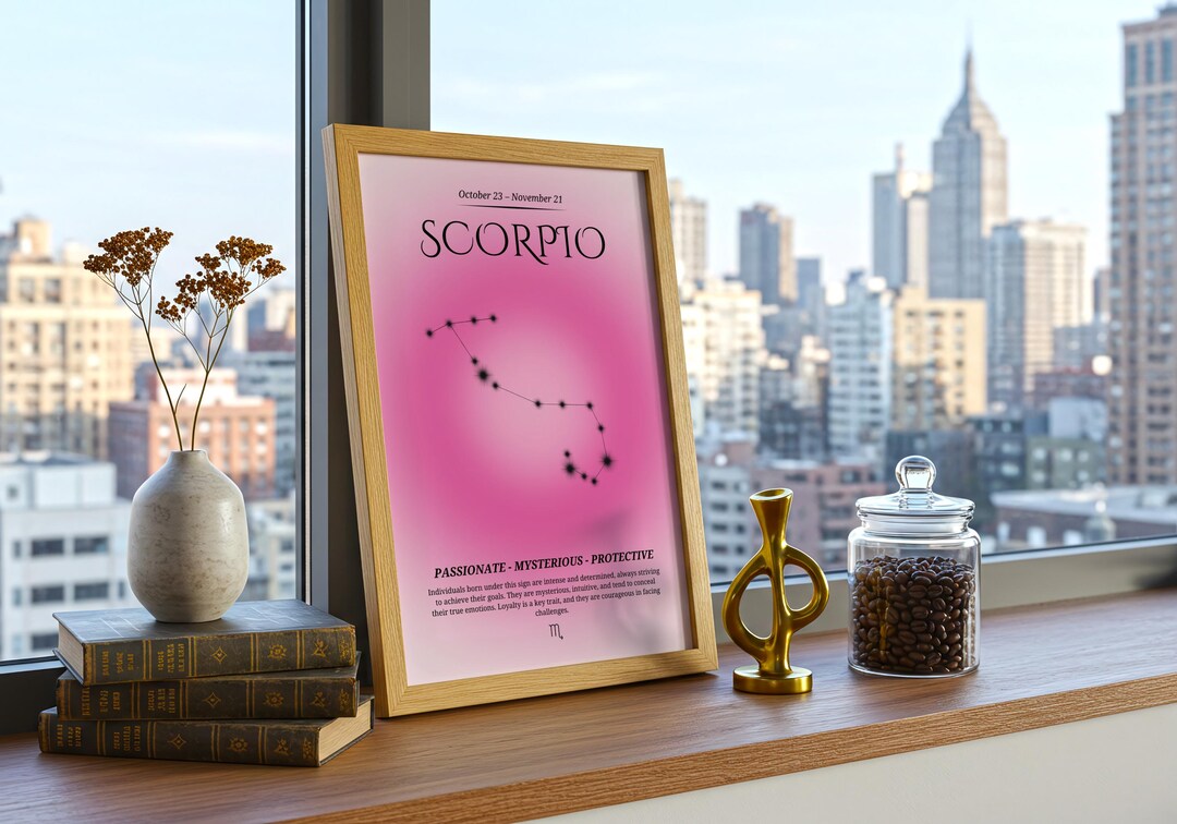 Scorpio Zodiac Wall Art Print • Pink Astrology Poster • Scorpio ...