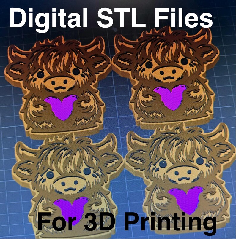 Highland Cow Magnet STL | Farmhouse Decor 3D Print File - Etsy