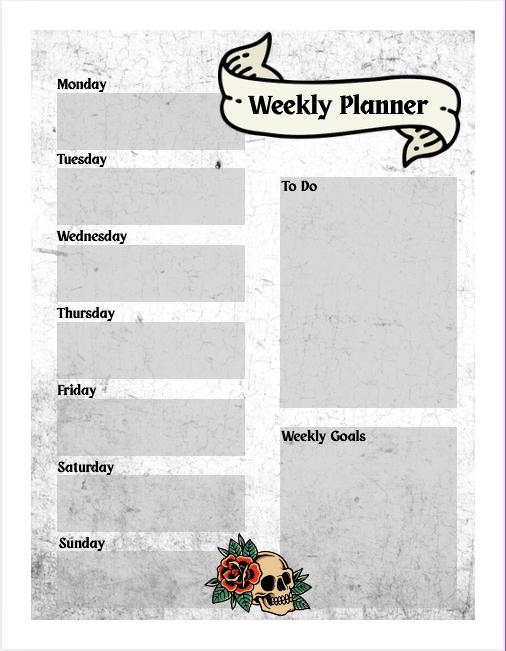 Traditional Tattoo Style Planner Bundle, Daily Planner, Weekly Planner ...