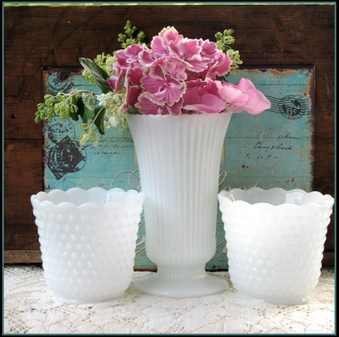 Vintage Milk Glass Vase Collection / Milk Glass Wedding / Farmhouse ...