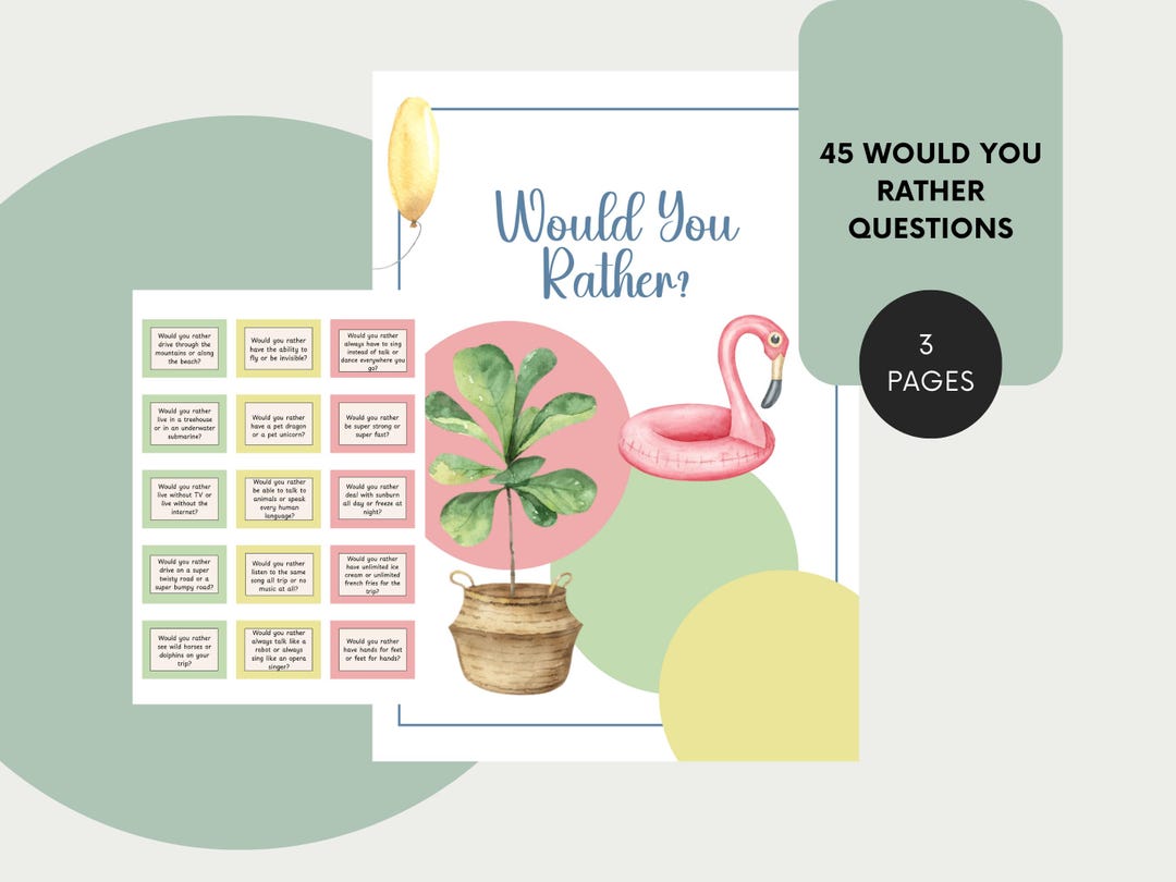 Would You Rather Game, Party Questions Game, Road Trip, Would You ...