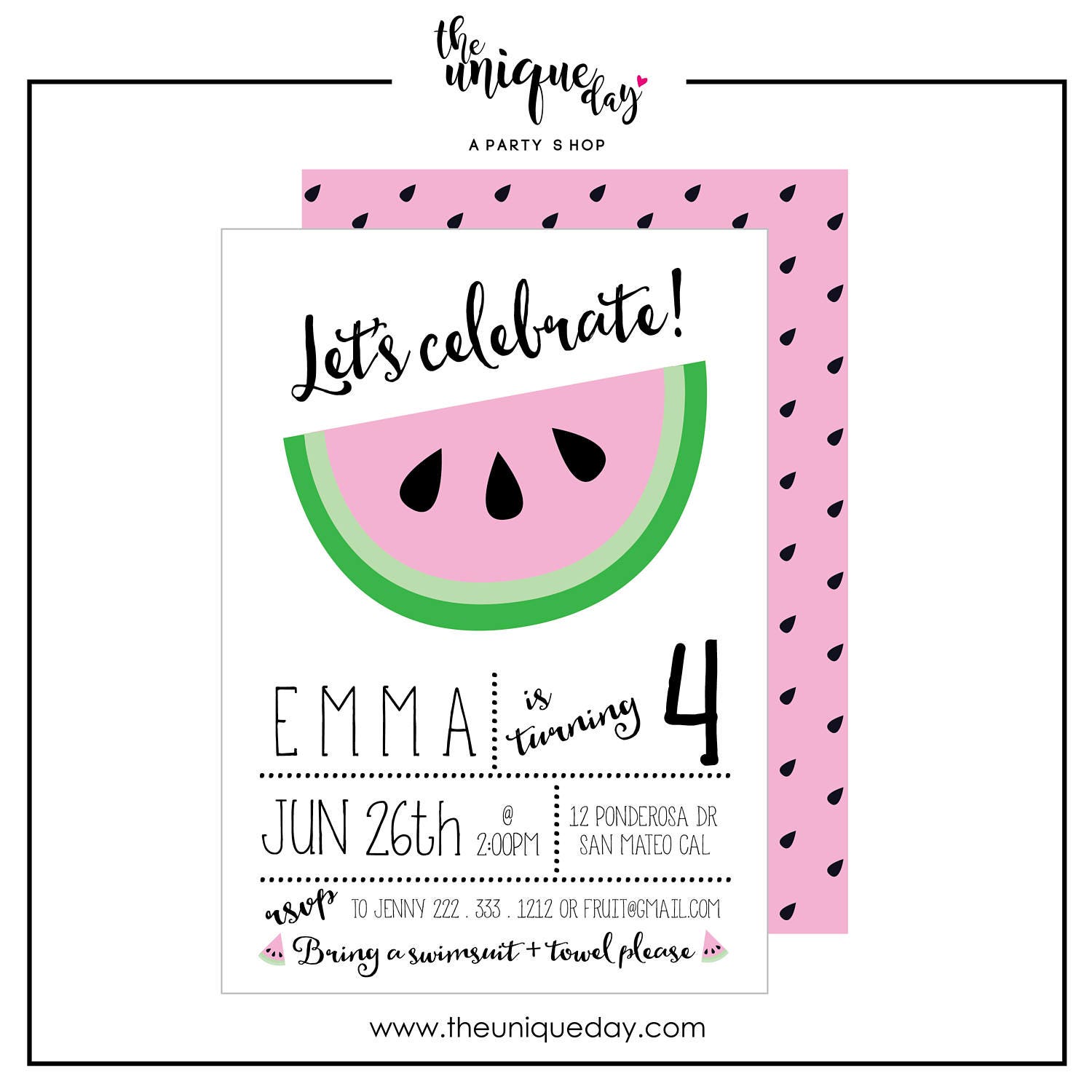 Watermelon Invitation Watermelon Invite Watermelon Party Watermelon ...
