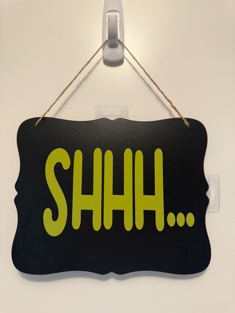 SHHH…” Funny Vinyl Door Sign – Black Chalkboard – Dorm, Office, Baby ...