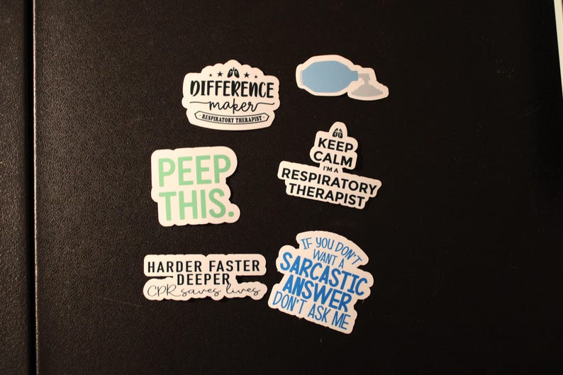 Respiratory Therapist Vinyl Stickers – RT Humor Decals, 20-piece Glossy ...
