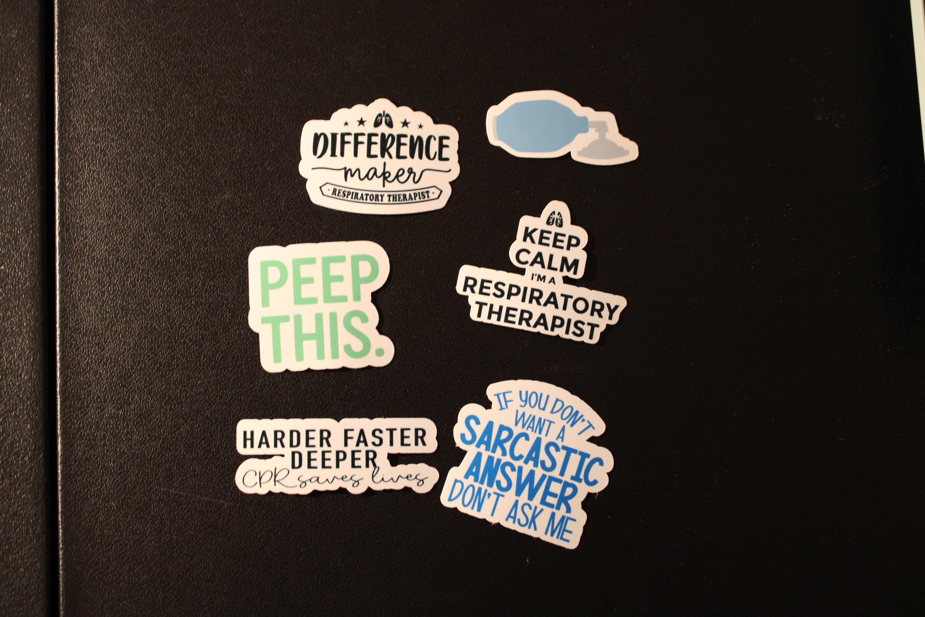 Respiratory Therapist Vinyl Stickers – RT Humor Decals, 20-piece Glossy ...