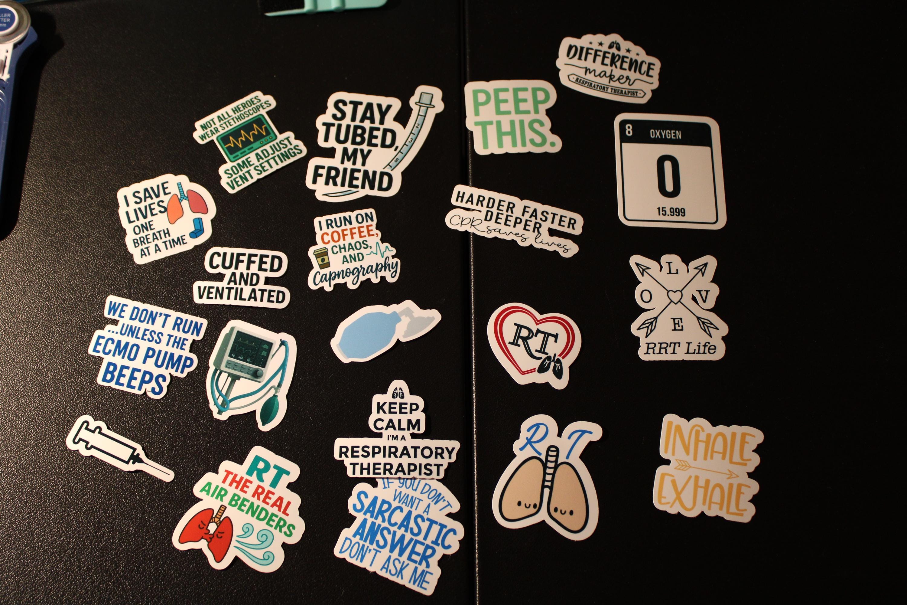 Respiratory Therapist Vinyl Stickers – RT Humor Decals, 20-piece Glossy ...