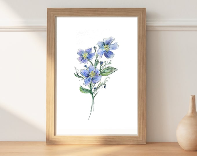 Violet Flower Painting, Birth Flower Bouquet, Violet Flower Artwork ...
