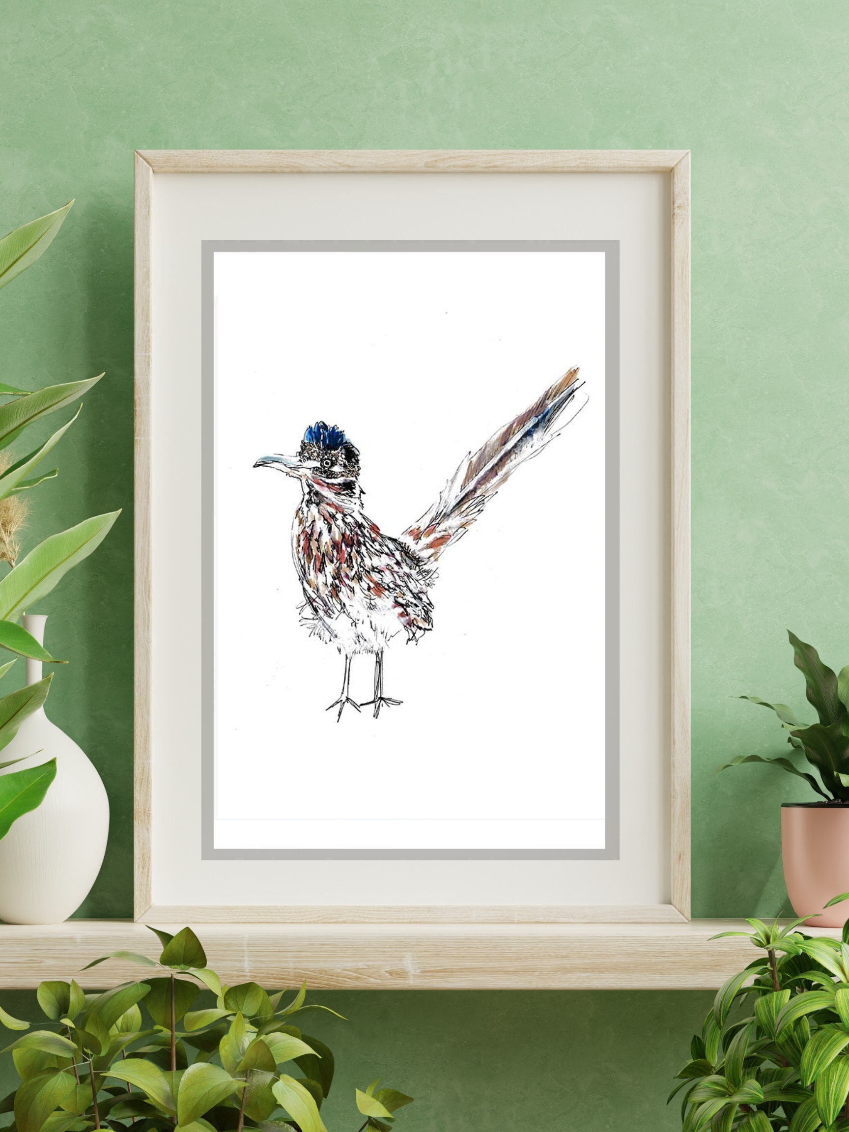 Roadrunner Watercolor Illustration, Original Artwork, Minimalist Wall ...