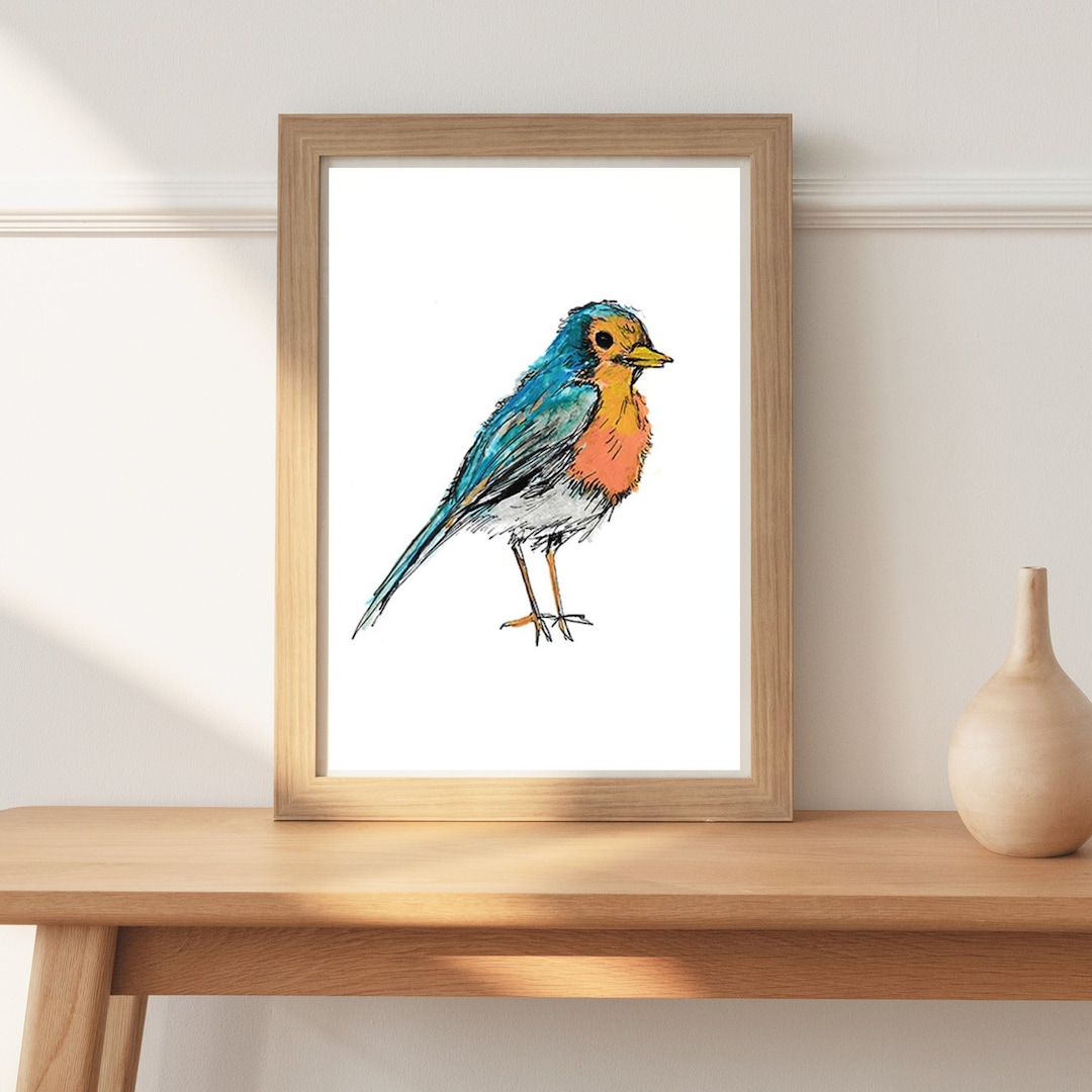 Robin Watercolor Illustration, Original Sketch Artwork, Robin Art, Bird ...