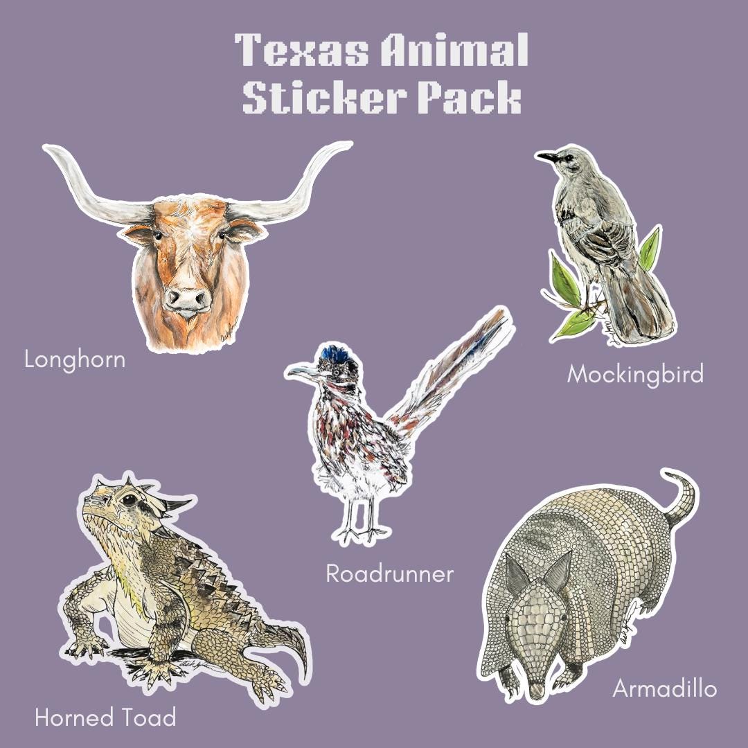 Texas Animal Sticker Pack Longhorn Sticker Waterproof Sticker Farm ...
