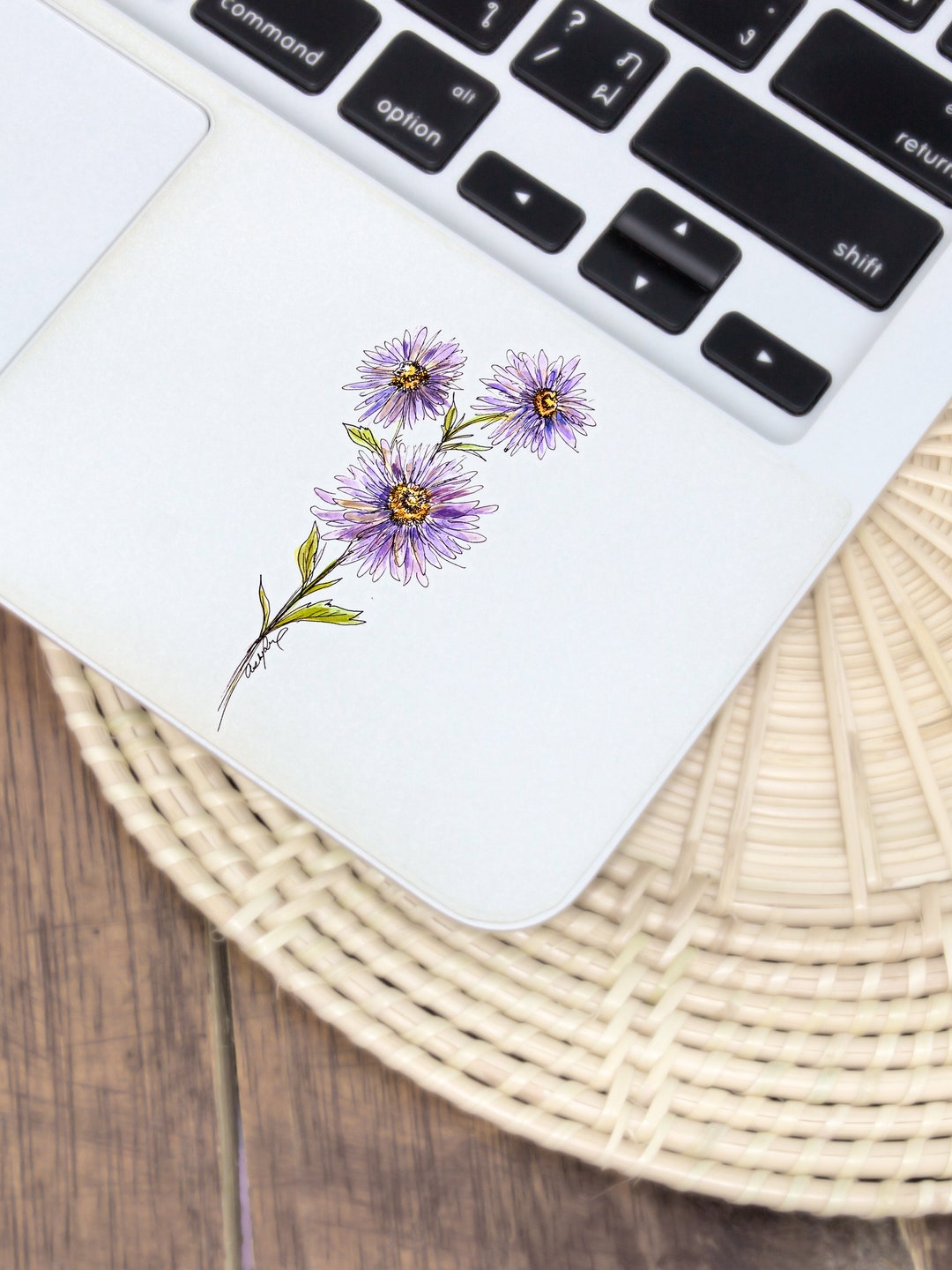 Aster Flower Sticker for Laptop Purple Sticker for Waterbottle ...