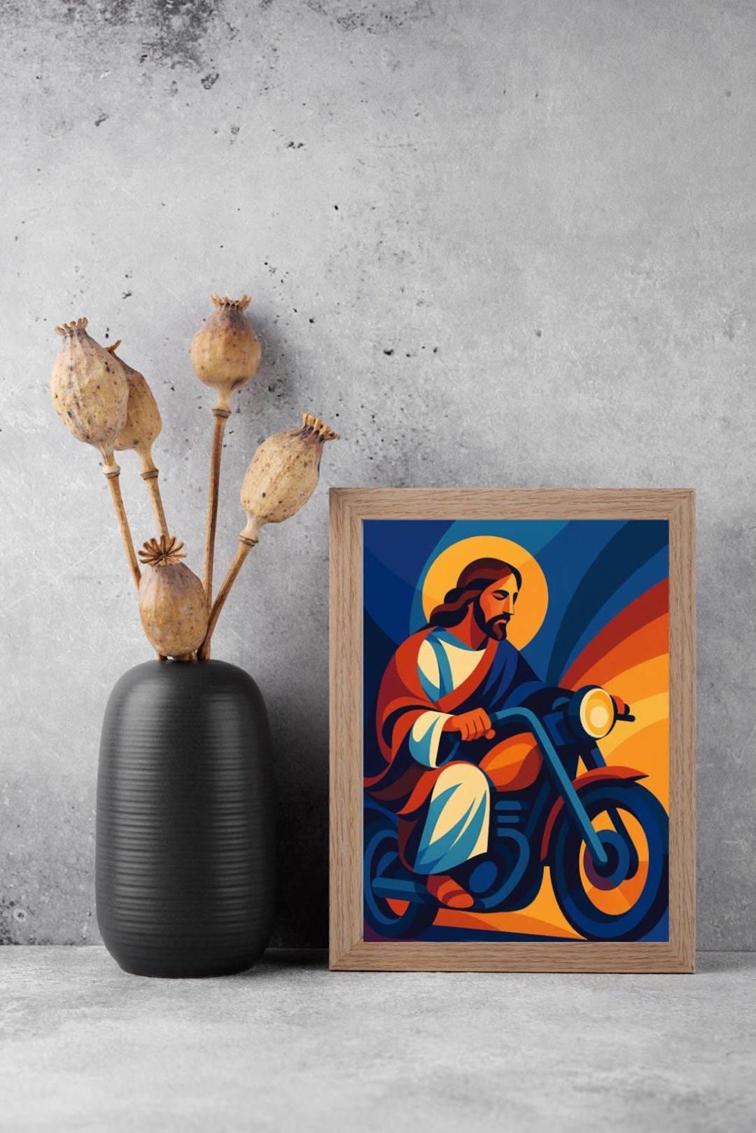 Jesus on Motorbike | Digital Printable Artwork | Wall Art | Instant ...