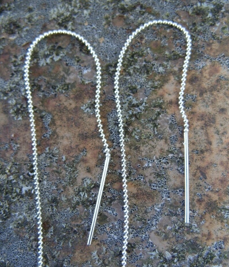 Light Blue Sapphire Bead Adjustable Threader Earrings - Etsy