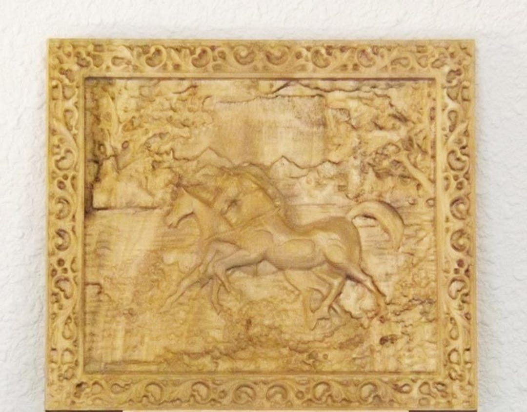 Running Horses Wood Carving - Etsy