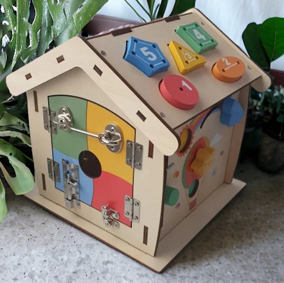 Kids Wooden Montessori House Educational Toy Busy Board Toy - Etsy