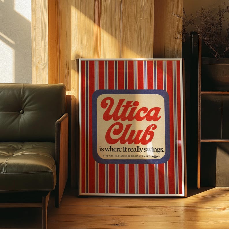 Vintage Utica Club Poster: Retro Beer Print, Bar Cart Decor - Etsy