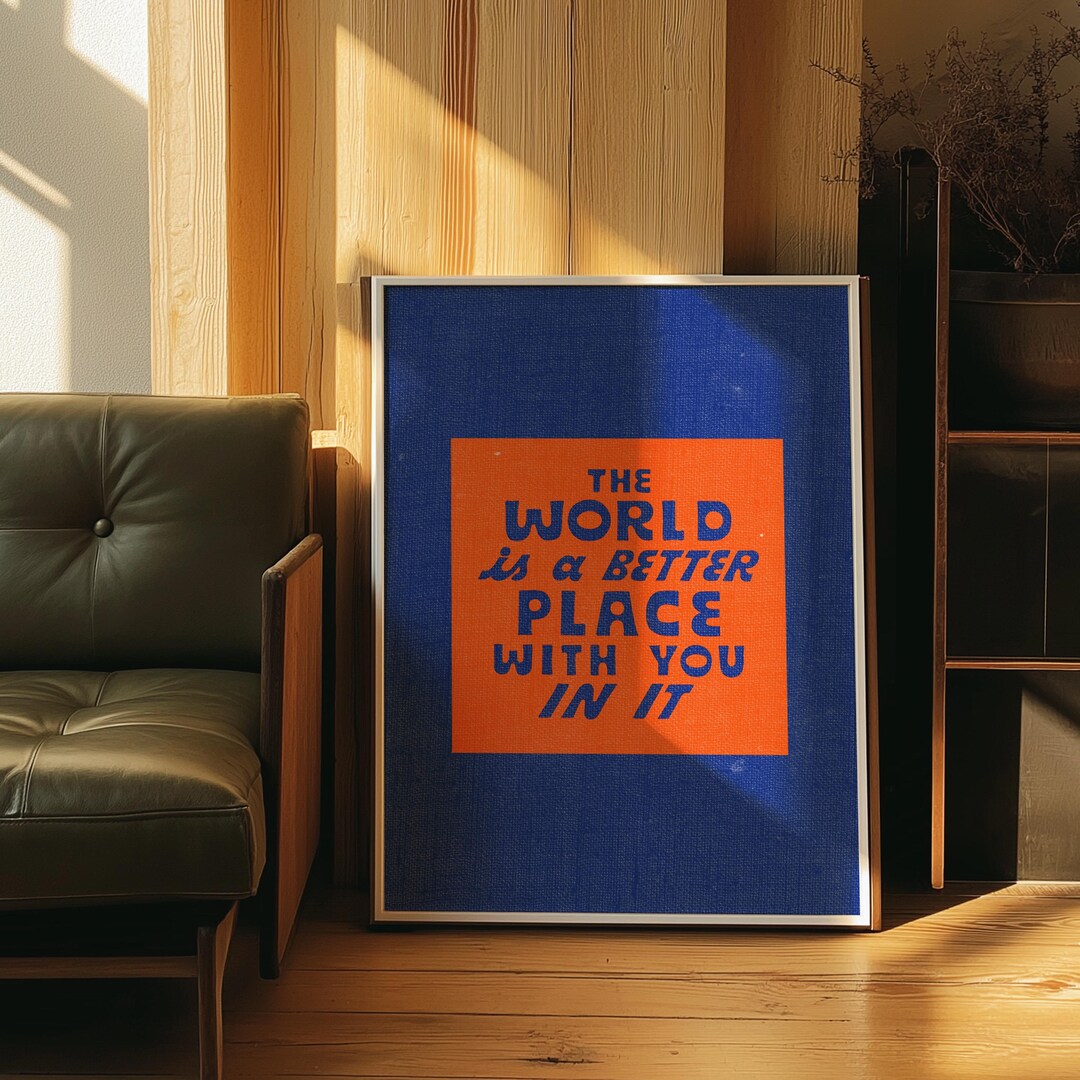 Groovy Motivational Poster: Retro Blue & Orange Typography Print - Etsy