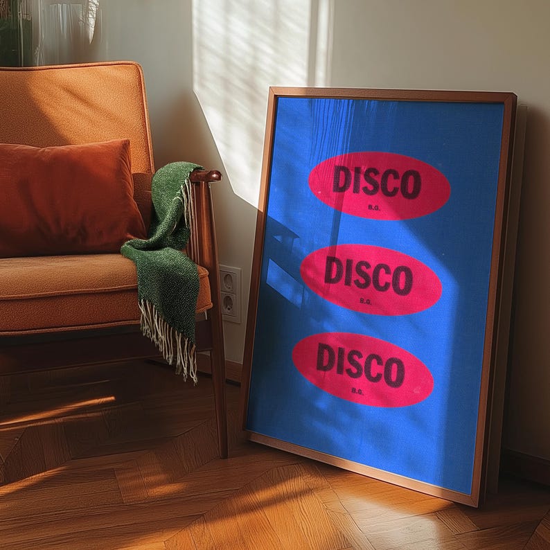 Retro Disco Poster: Red & Blue Vintage Wall Art (digital Download) - Etsy