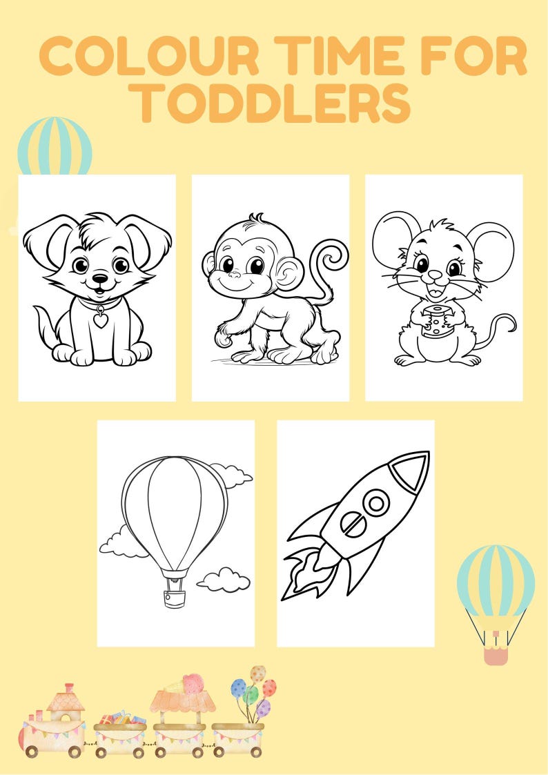 Colouring Pages for Toddlers, Perfect for on the Go. Contains 40 Pages ...