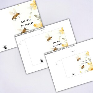 Hap-bee Birthday Card – Printable Bee-themed Digital Download | Folded ...
