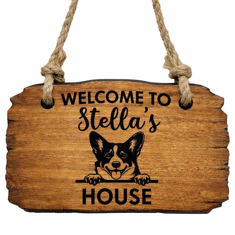 Personalized Dog Welcome Sign, Custom Pet Name Wooden Door Hanger - Etsy